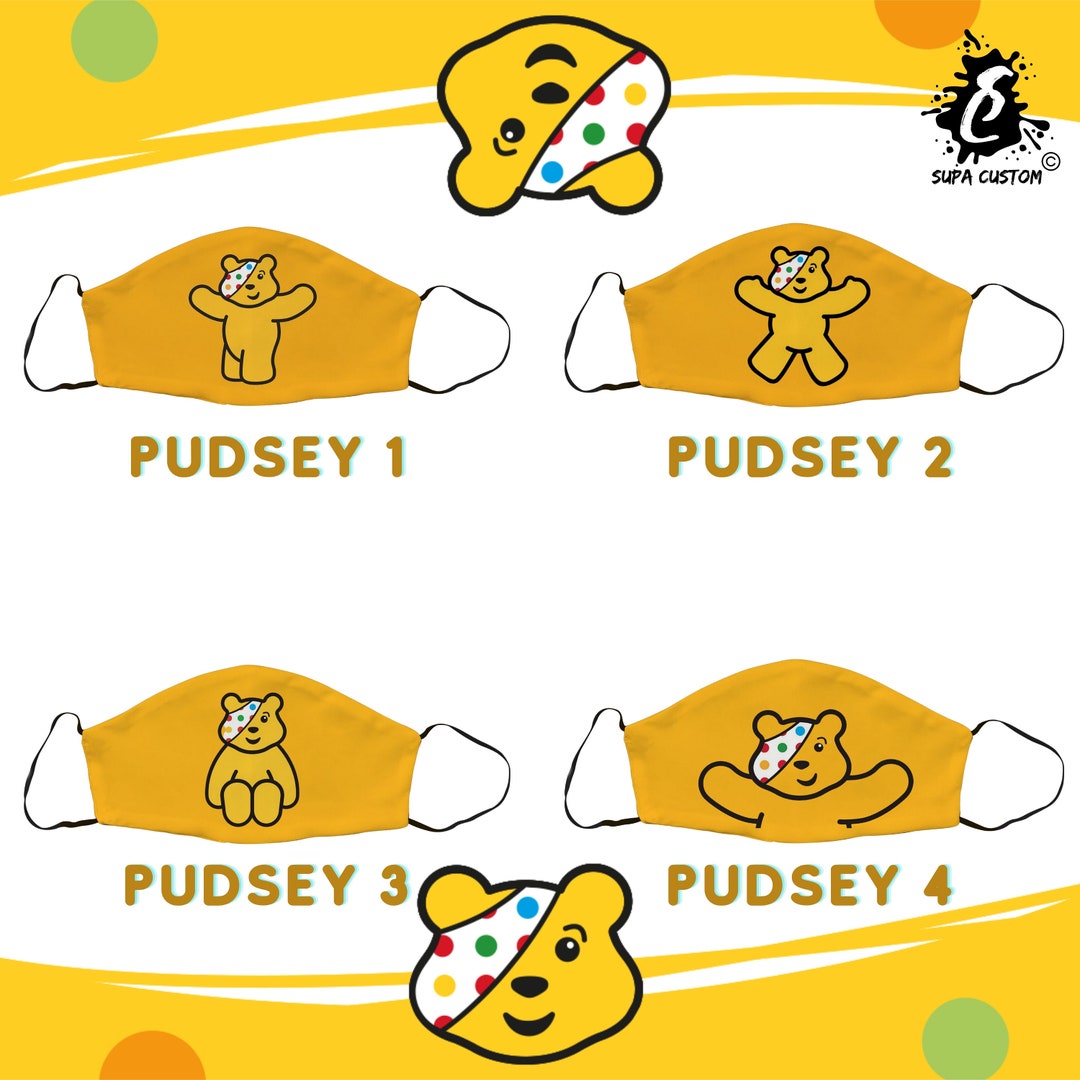 Pudsey Mask, Children in Need Face Mask, Cotton Facemask, Charity Mask ...