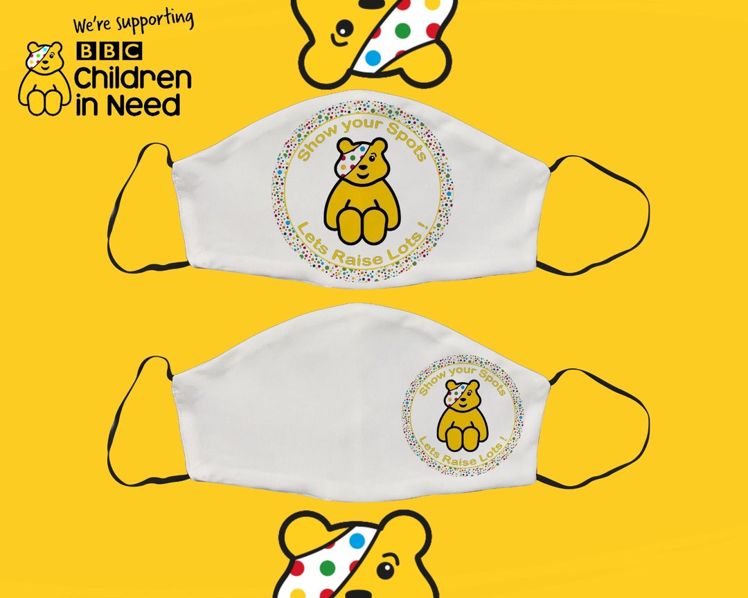 Pudsey Face Mask, Children in Need Mask, Cotton Facemask, Charity Mask ...