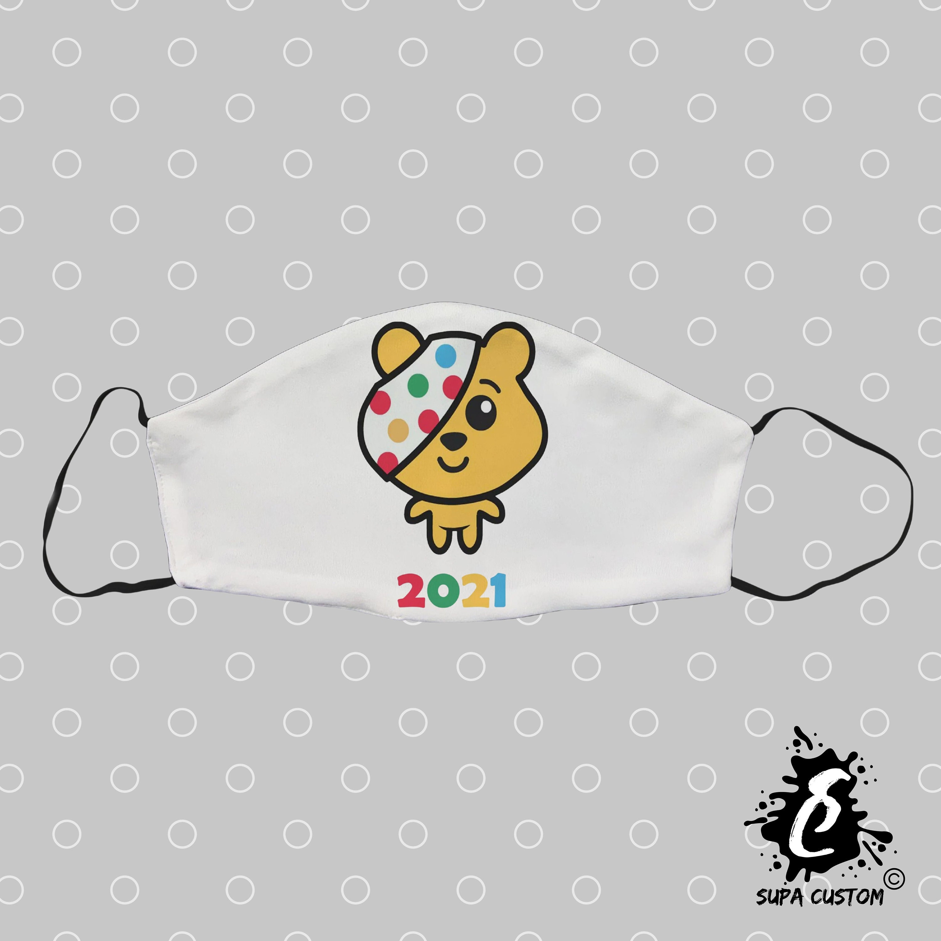 Pudsey 2021 Face Mask, Animated Pudsey Mask, Cotton, Funny Charity ...