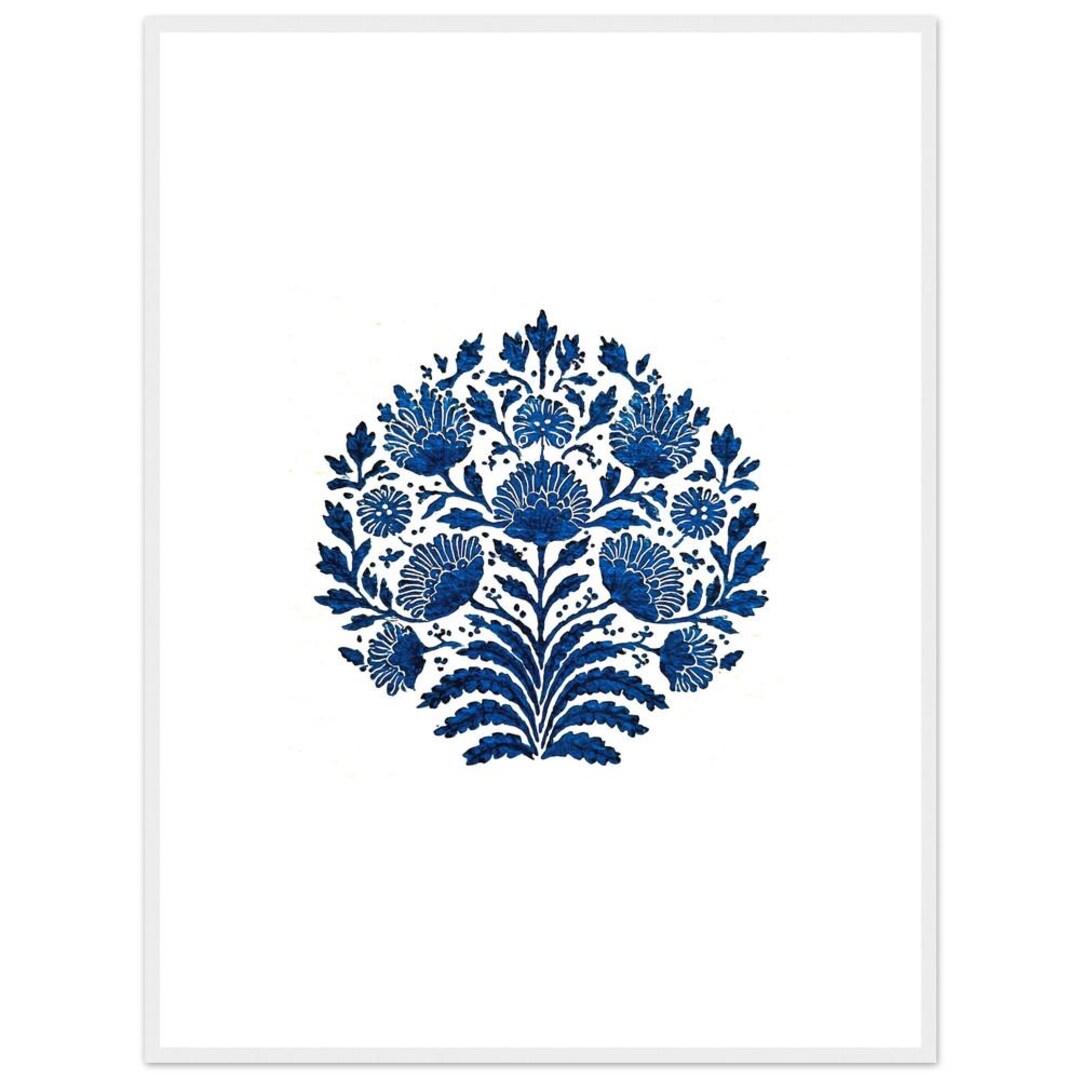 Indigo Bloom Floral Medallion Framed Poster – Choose Your Size & Frame ...
