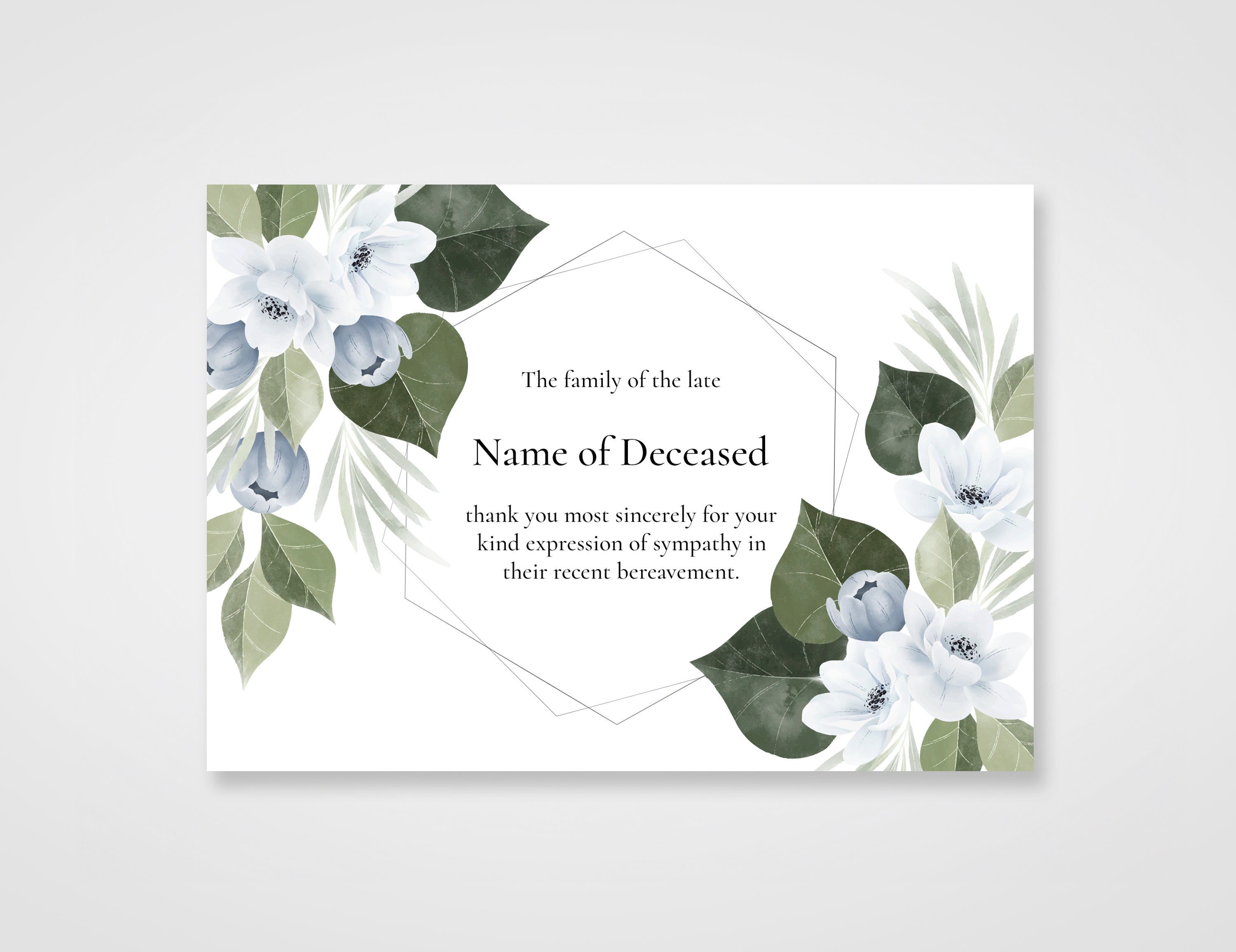 Funeral Thank You Card With Envelopes - Etsy