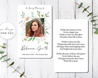 Personalised Plastic Memorial Card Funeral Memorial Card - Etsy