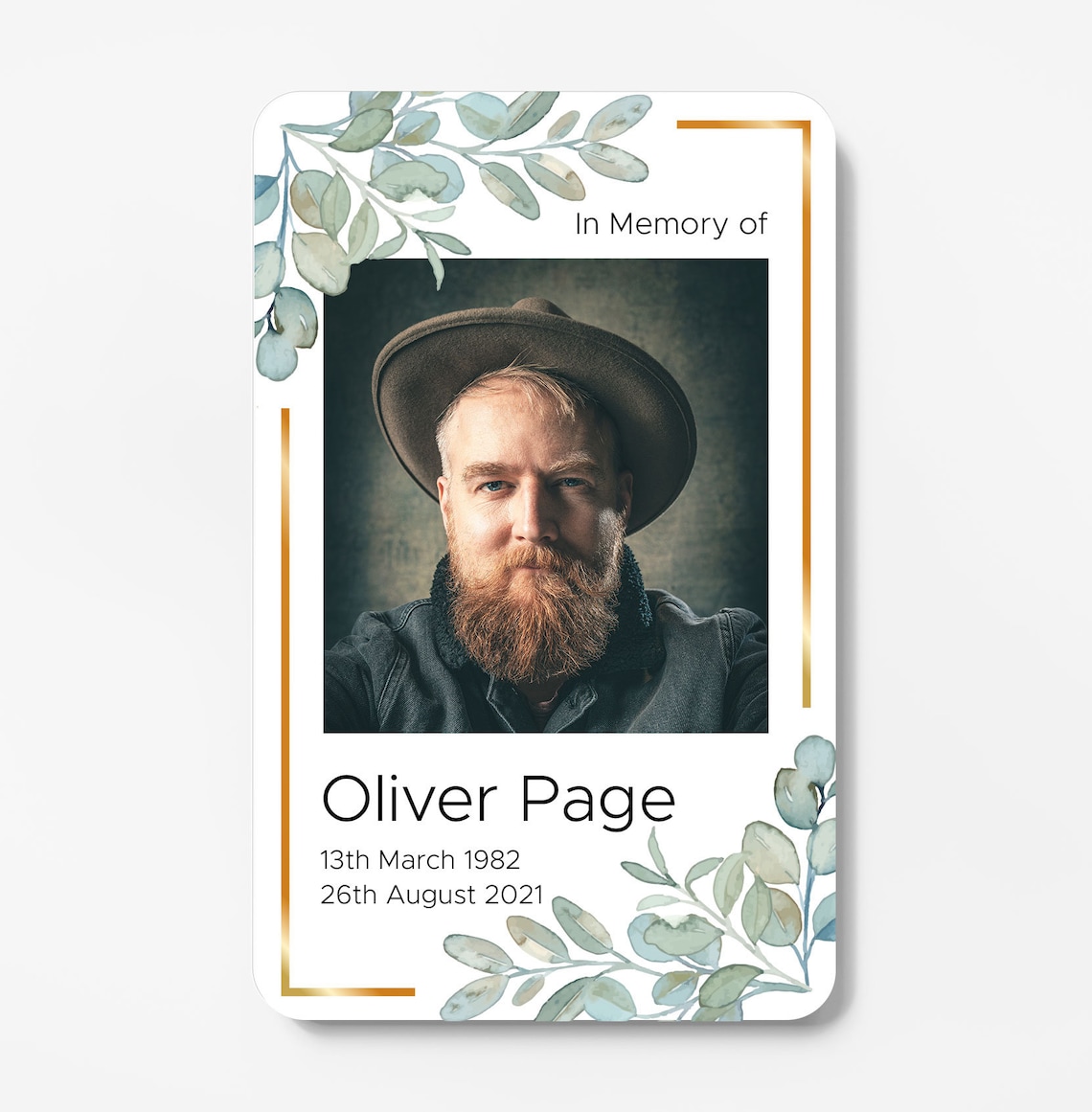 Personalised Laminated Memorial Card | Funeral Memorial Card - Etsy
