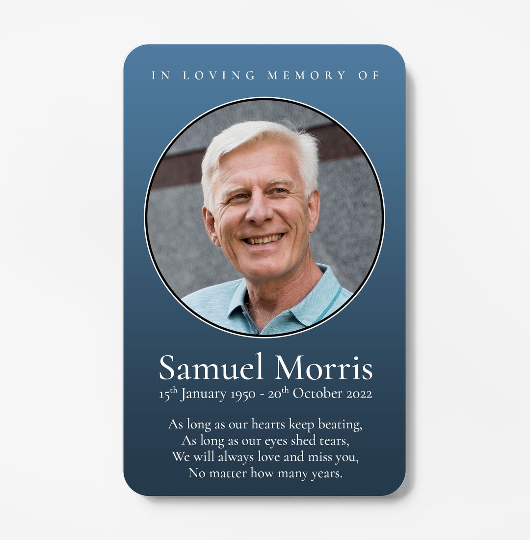 Personalised Laminated Memorial Card | Funeral Memorial Card - Etsy