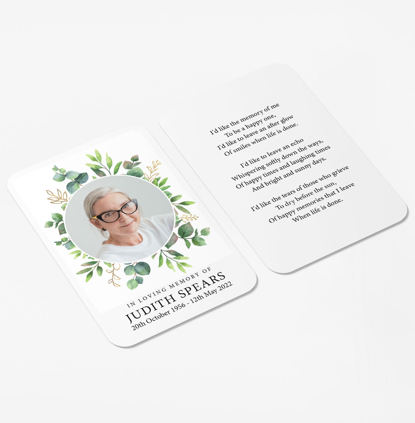 Personalised Plastic Memorial Card | Funeral Memorial Card - Etsy