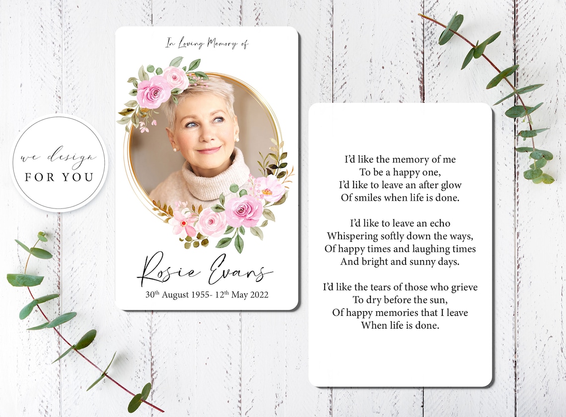 Personalised Plastic Memorial Card Funeral Memorial Card - Etsy