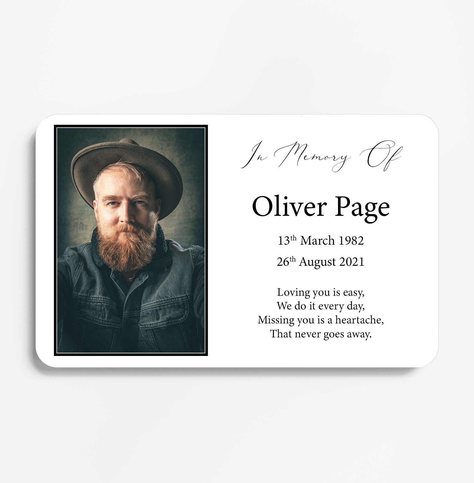 Personalised Plastic Memorial Card Funeral Memorial Card - Etsy