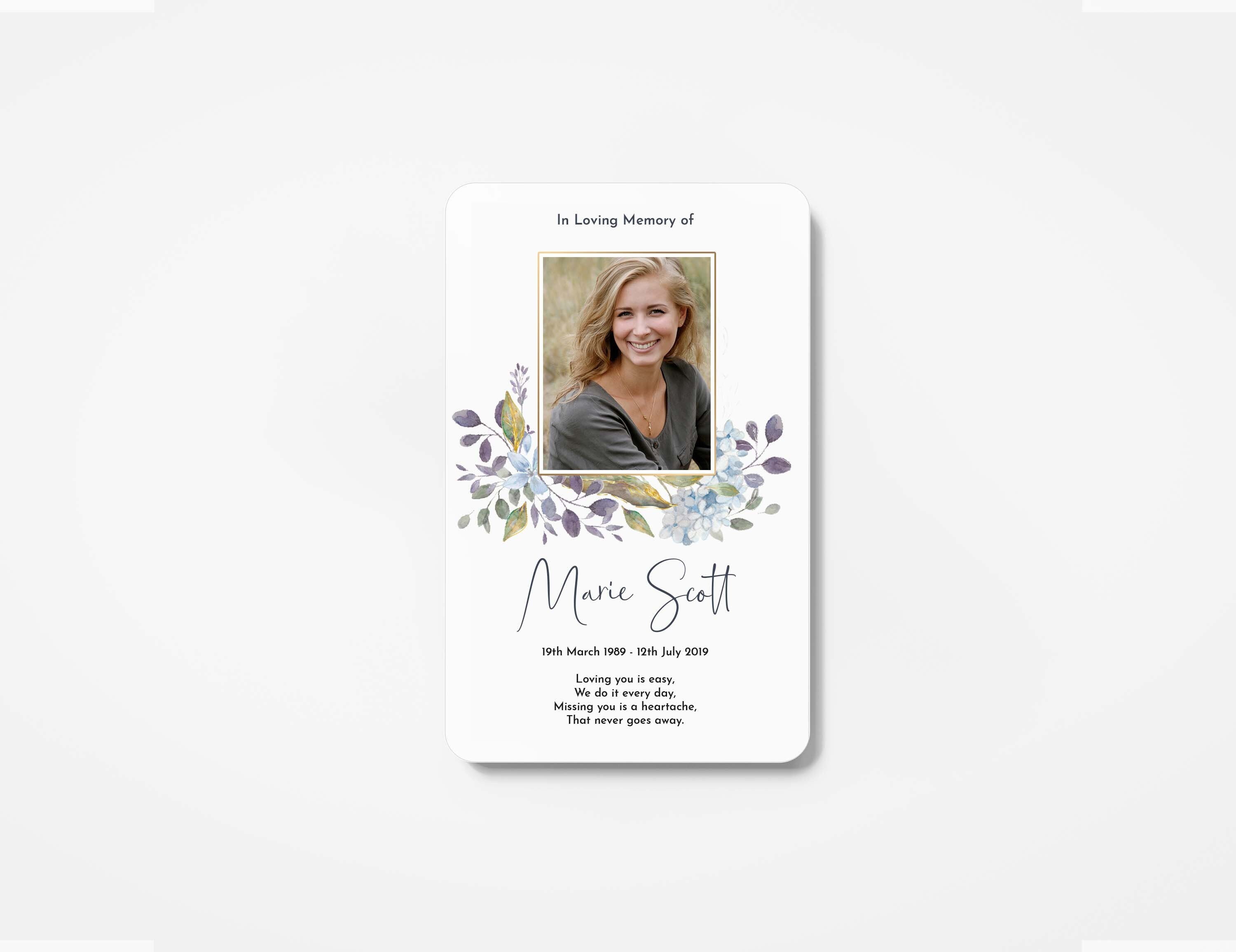 Personalised Plastic Memorial Card | Funeral Memorial Card - Etsy