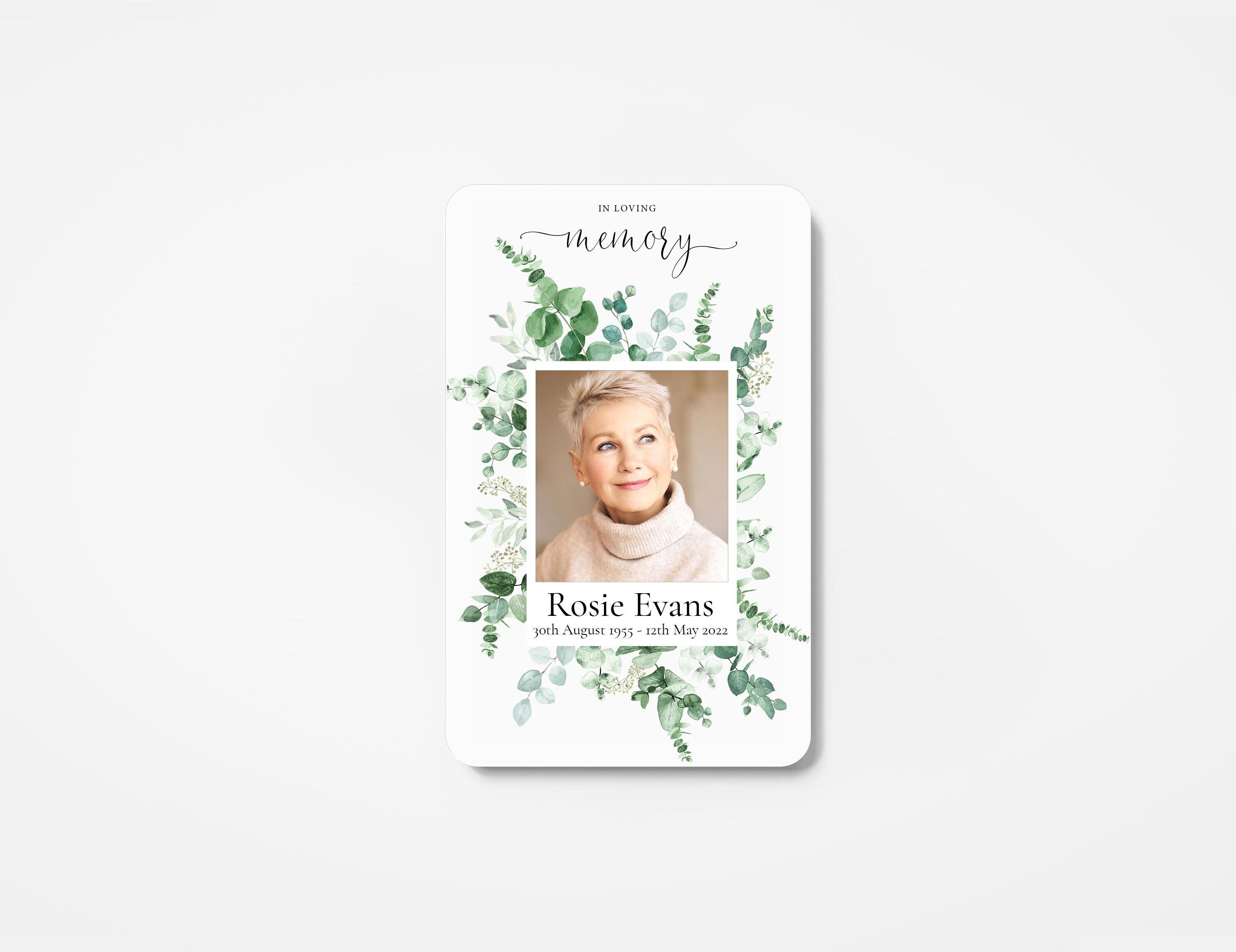 Personalised Plastic Memorial Card | Funeral Memorial Card - Etsy
