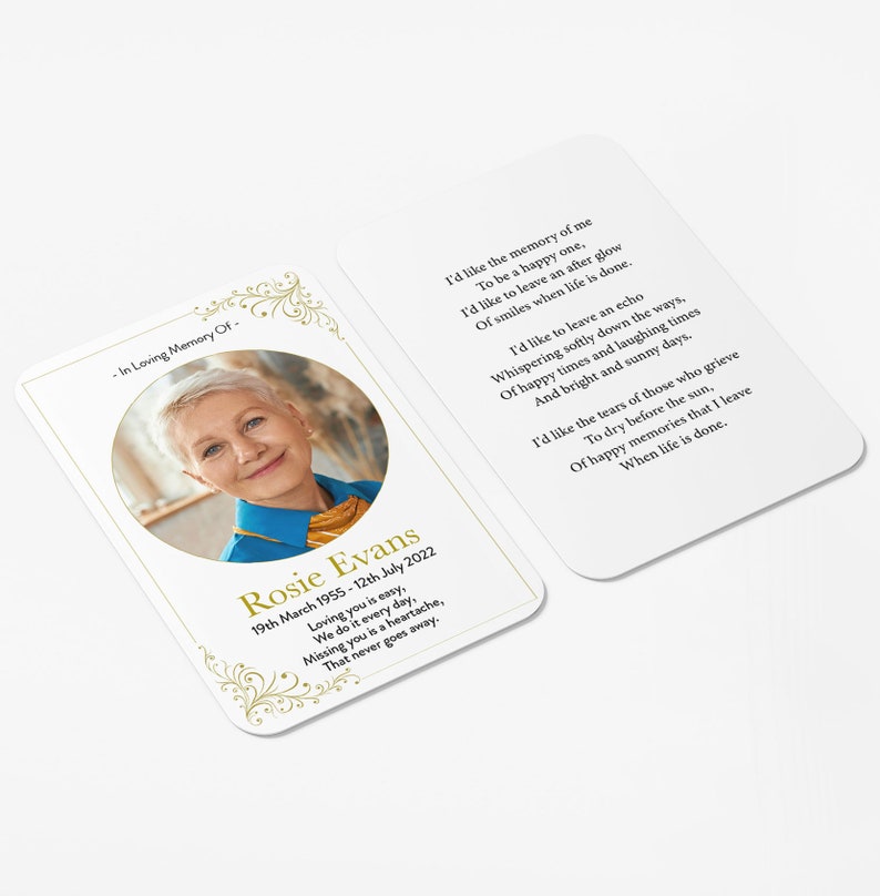 Personalised Plastic Memorial Card | Funeral Memorial Card - Etsy