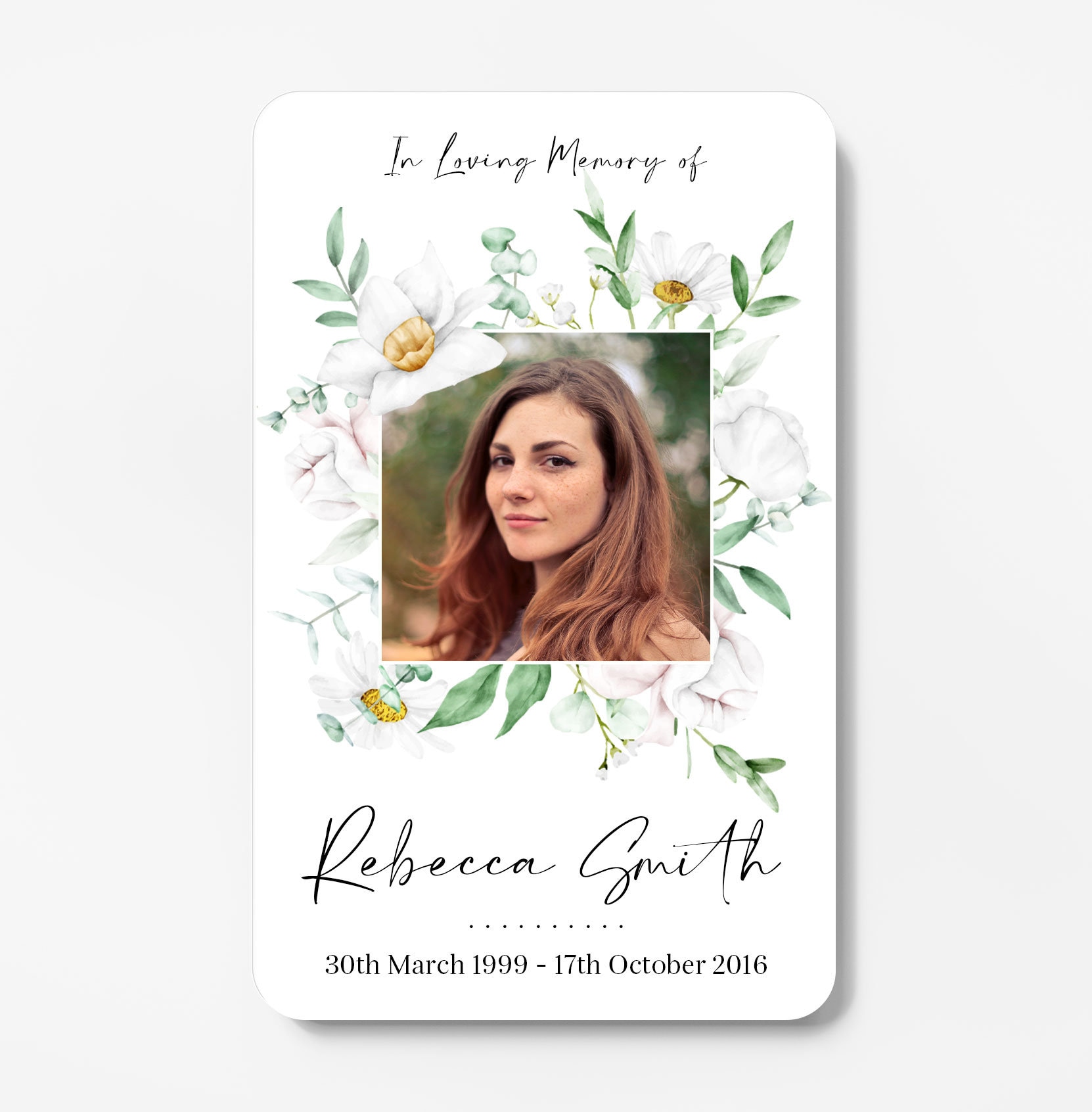 Personalised Plastic Memorial Card | Funeral Memorial Card - Etsy