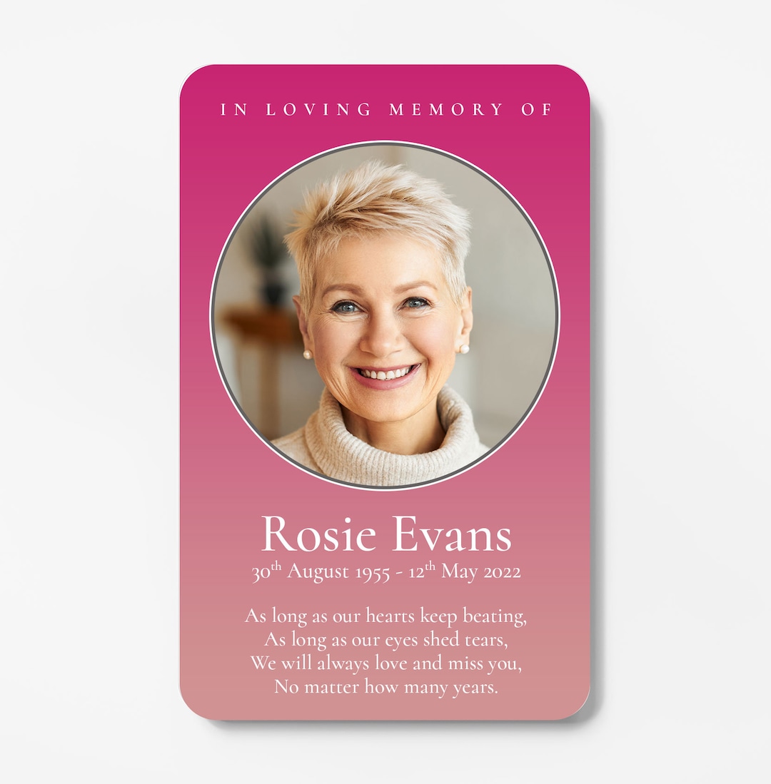 Personalised Laminated Memorial Card Funeral Memorial Card - Etsy