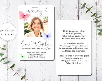 Personalised Plastic Memorial Card Funeral Memorial Card - Etsy