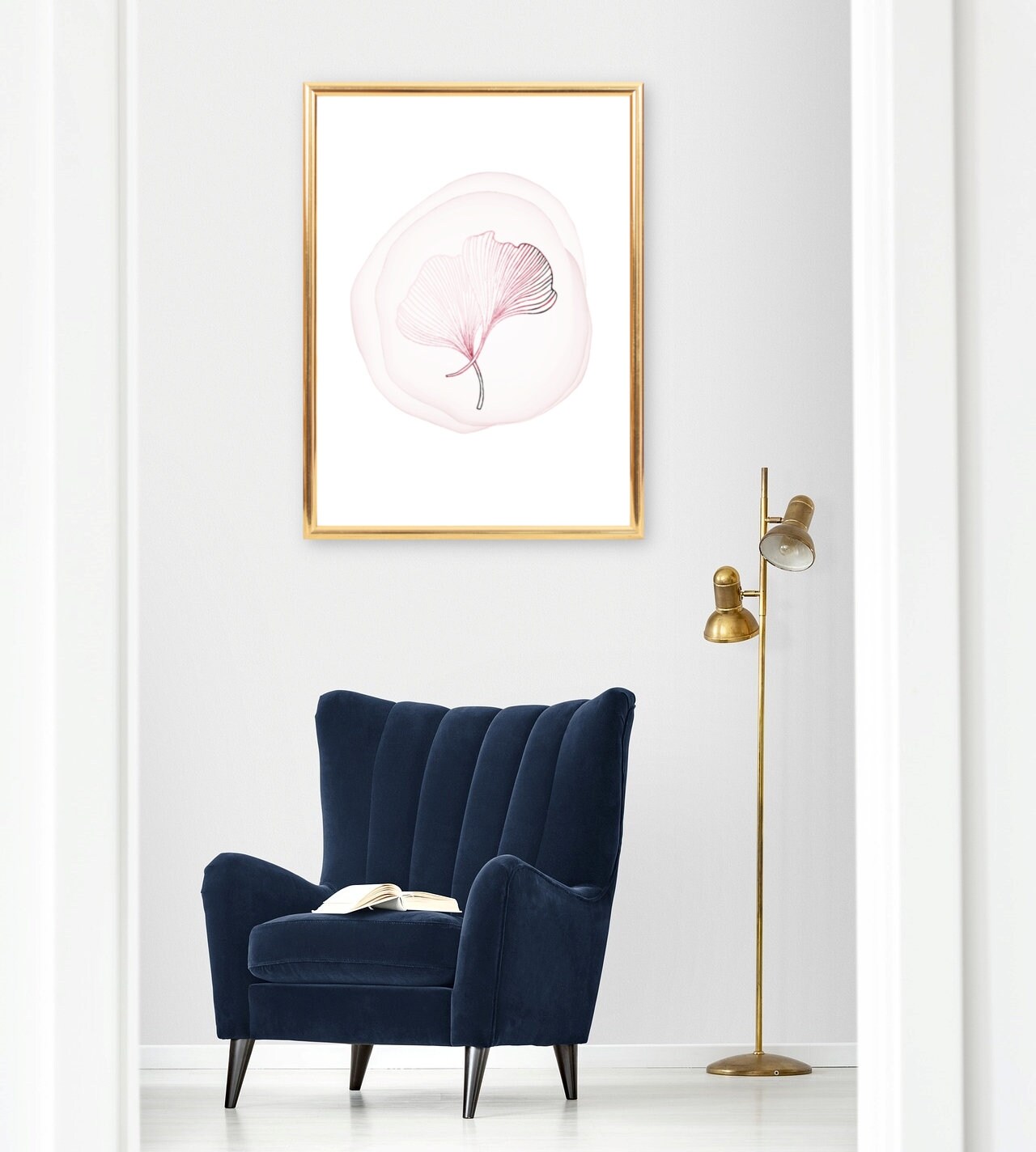 Ginkgo Leaves Digital Print in Margenta Color Botanical Prints ...