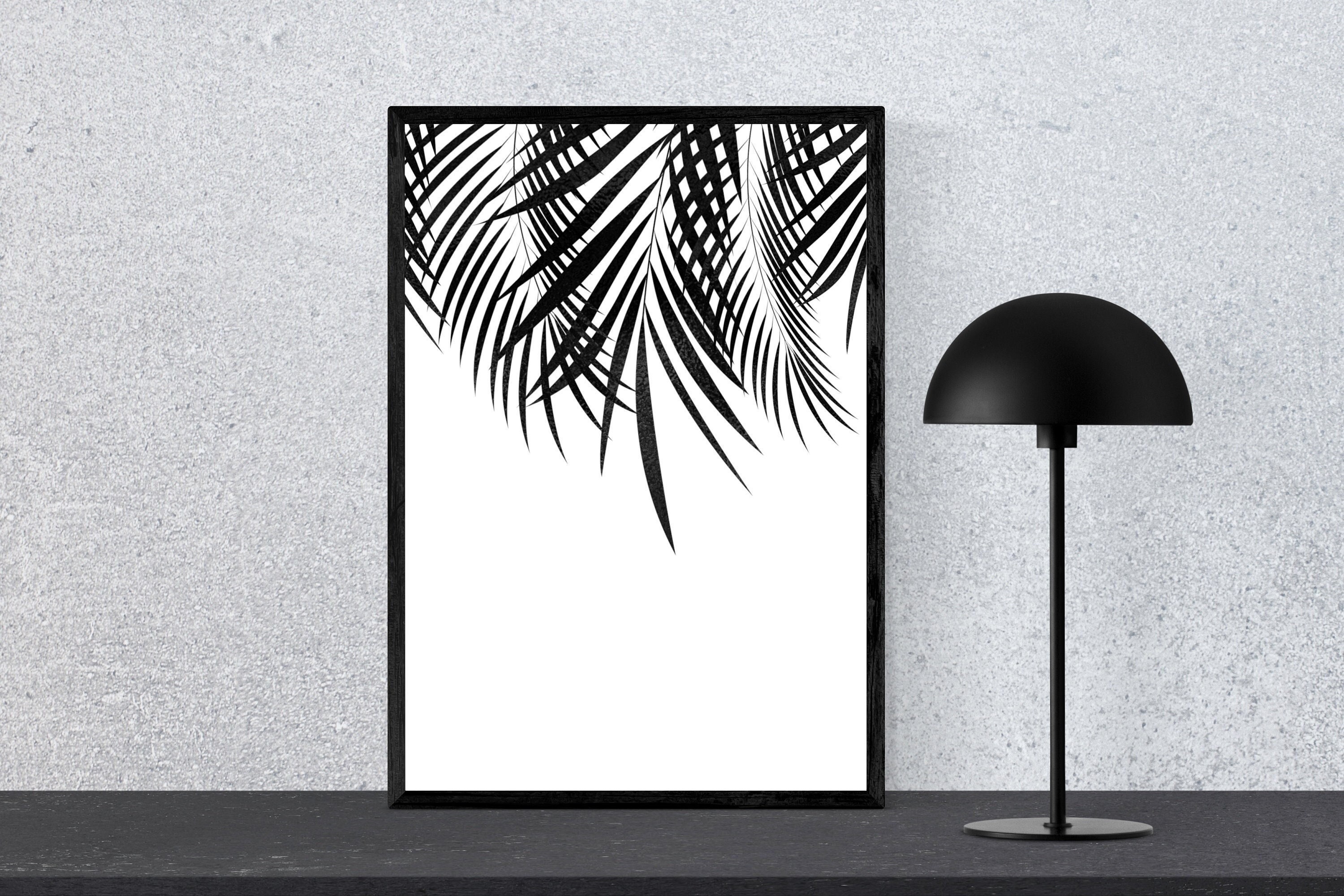 Tropical Print Palm Tree Black And White Print Palm Tree Wall Etsy