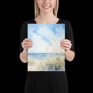Watercolor Beach Landscape Poster Seagrass Dunes Nature - Etsy