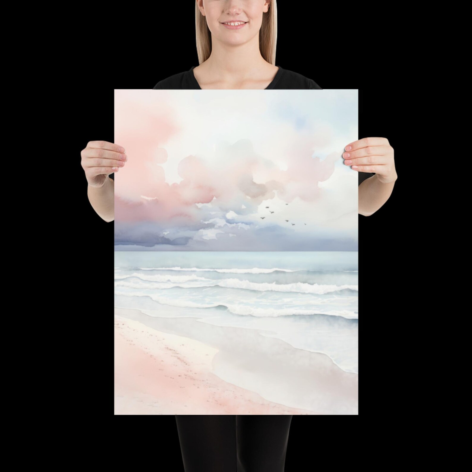Watercolor Sea Poster Shore Beach Art Pastel Colors - Etsy