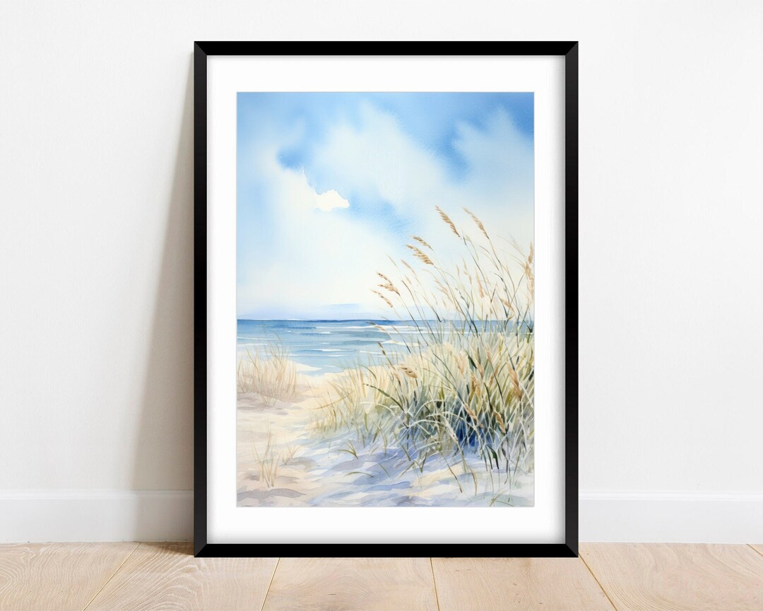 Watercolor Beach Landscape Print, Seagrass Print, Nature Prints, Beach ...