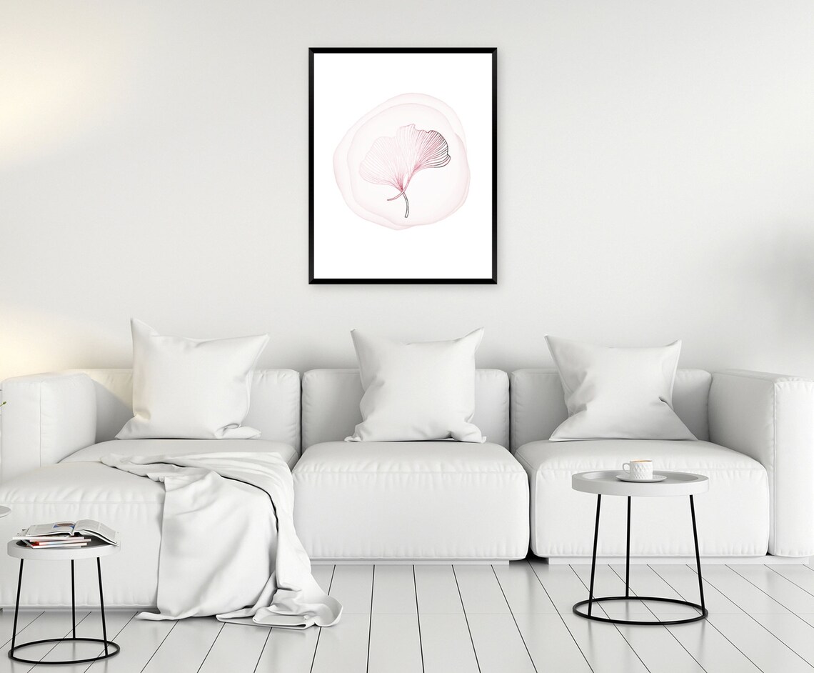 Ginkgo Leaves Digital Print in Margenta Color Botanical Prints ...