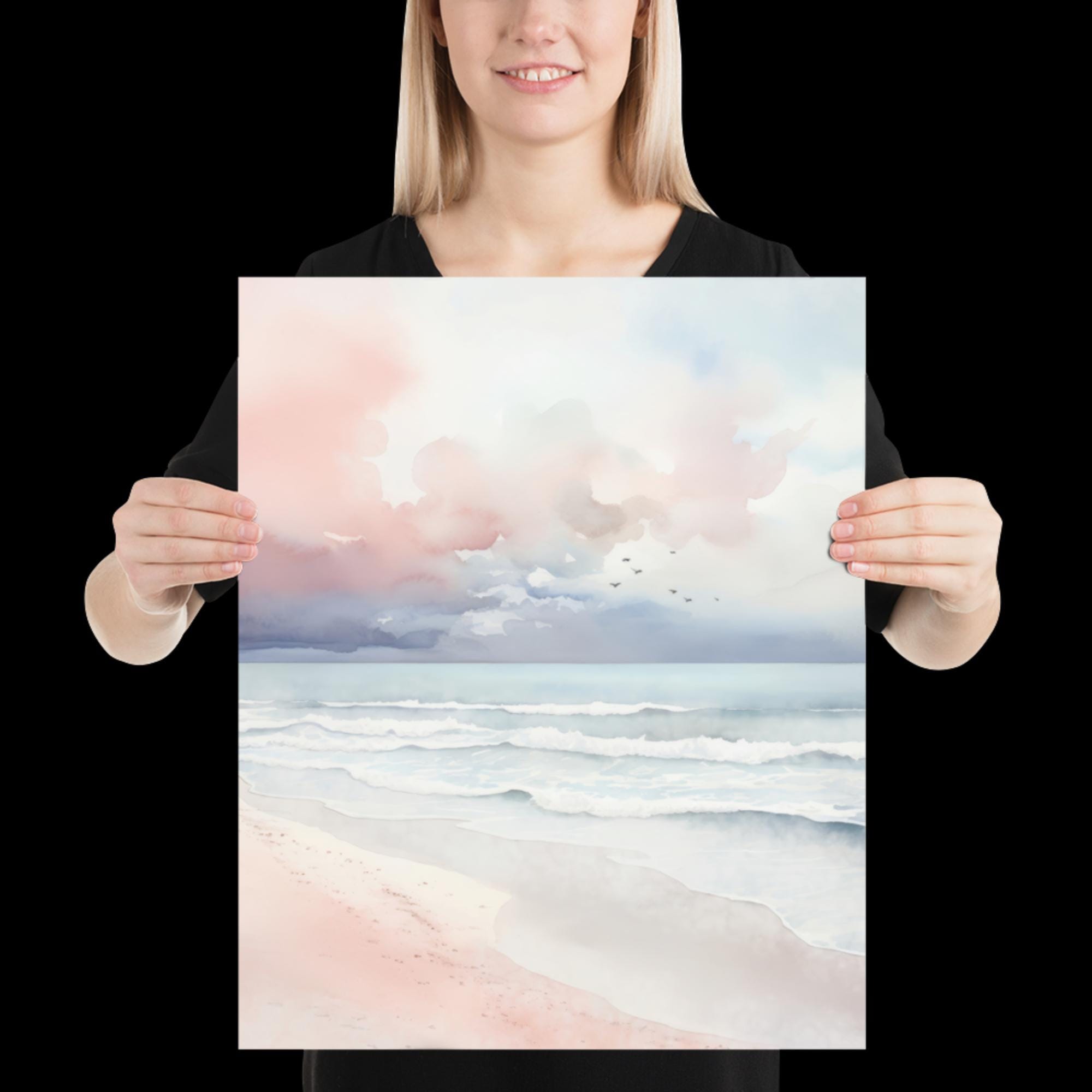 Watercolor Sea Poster Shore Beach Art Pastel Colors - Etsy