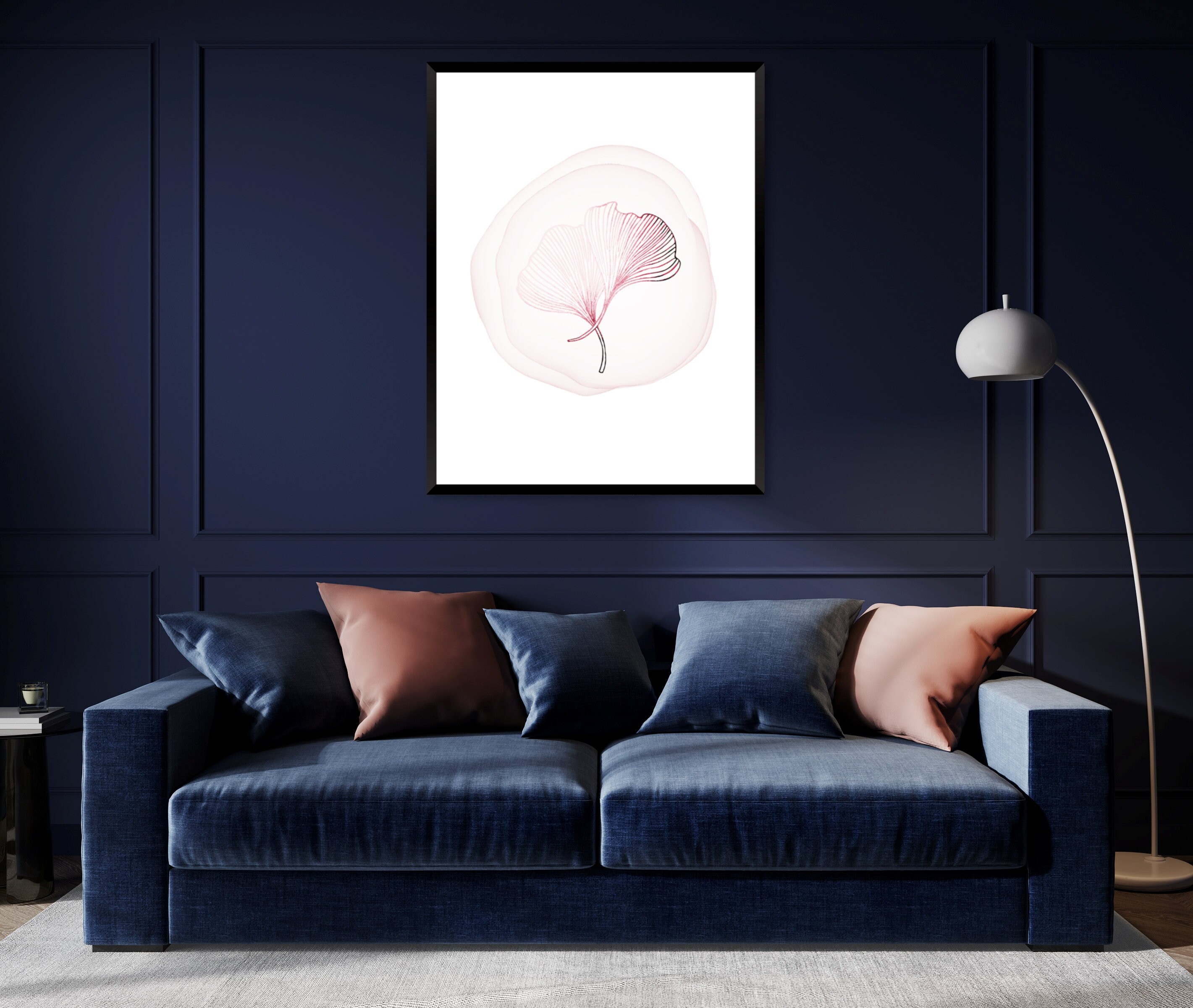 Ginkgo Leaves Digital Print in Margenta Color Botanical Prints ...