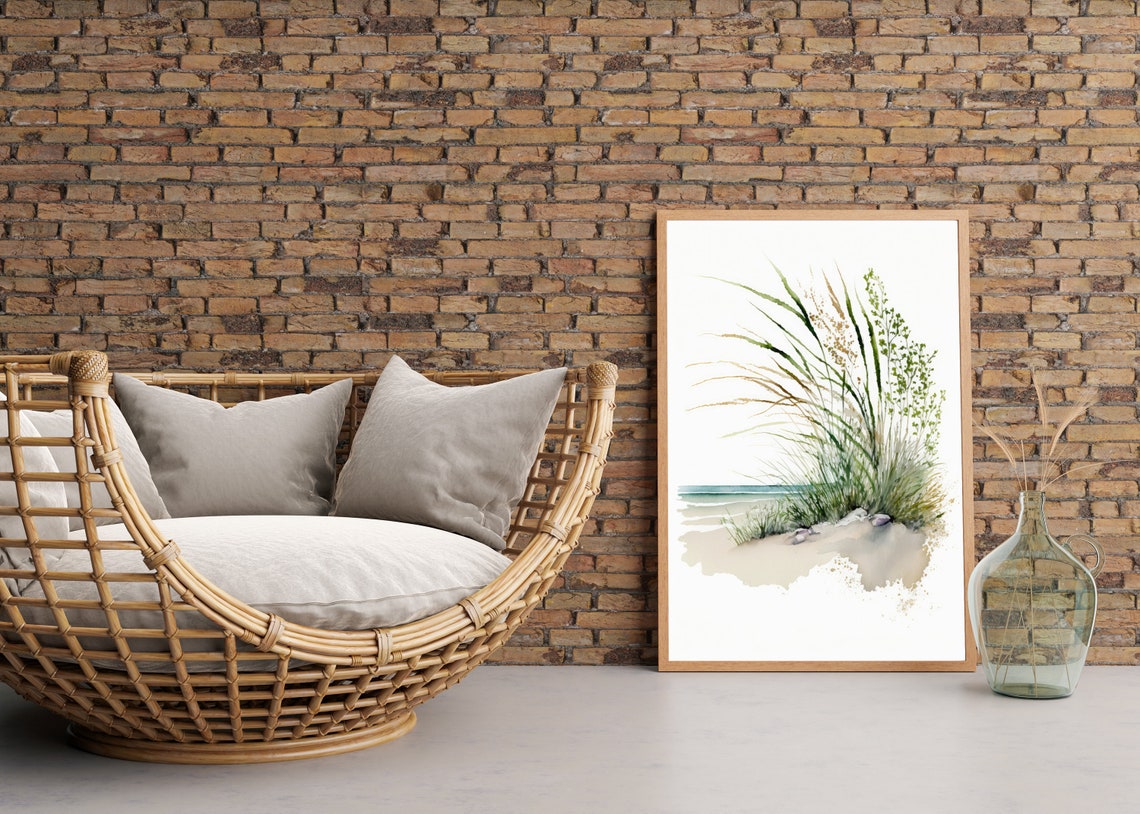 Watercolor, Seagrass, Beach Grass Print, Sandy Dunes, Printable Art ...