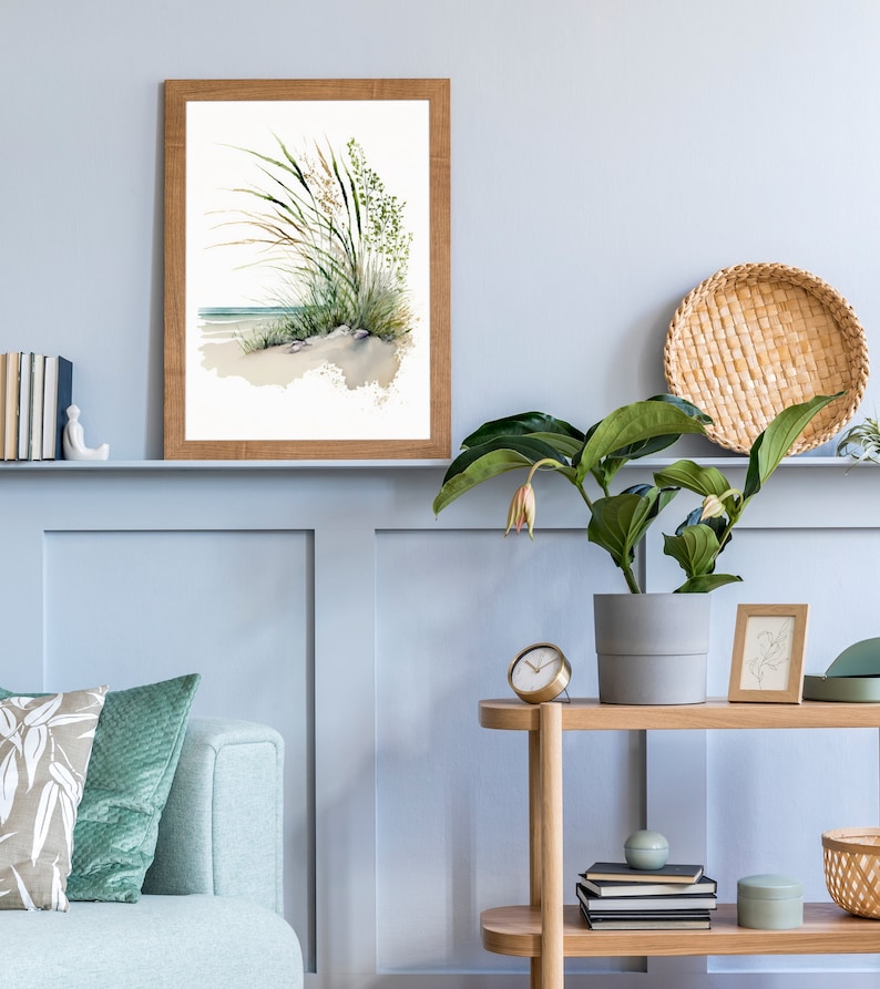 Watercolor, Seagrass, Beach Grass Print, Sandy Dunes, Printable Art ...
