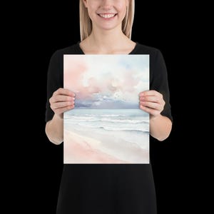 Watercolor Sea Poster Shore Beach Art Pastel Colors - Etsy