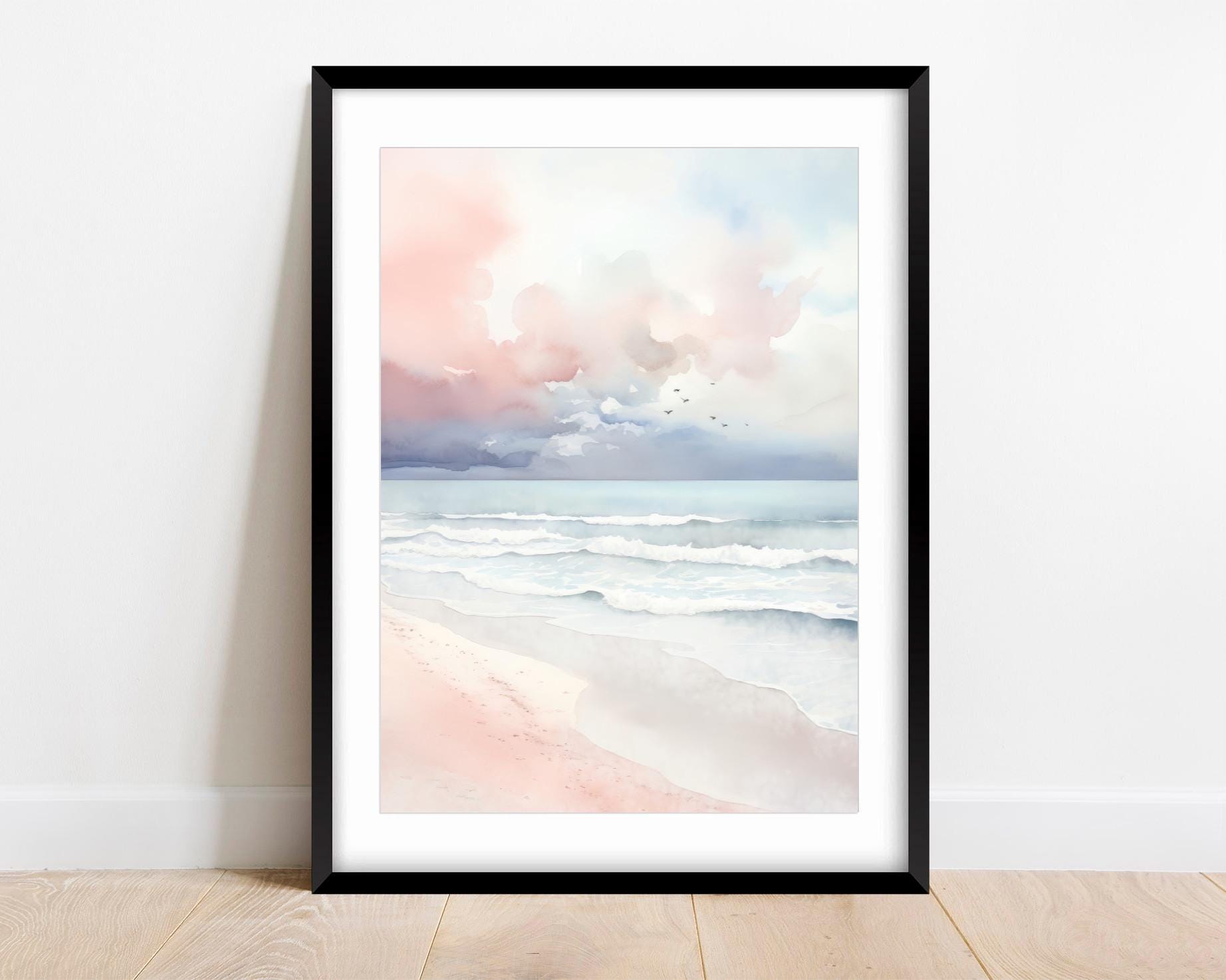 Watercolor Sea Poster Shore Beach Art Pastel Colors - Etsy