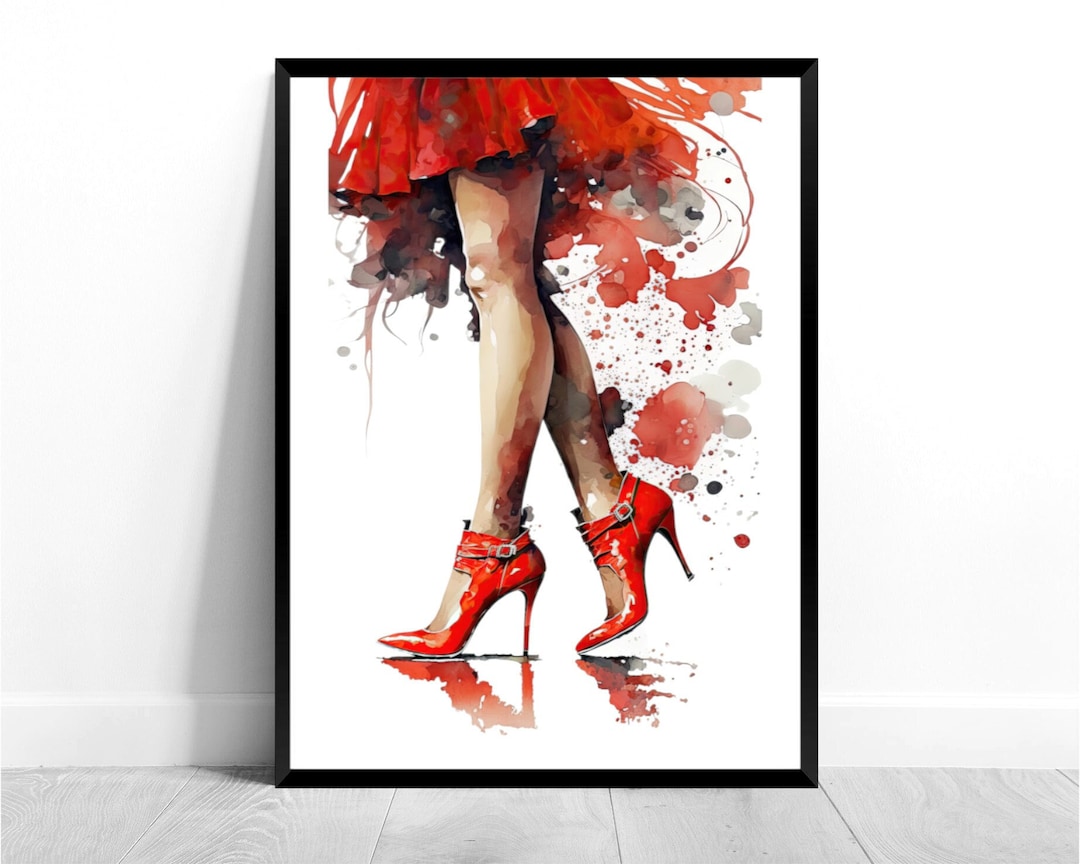 Female Legs Art, Red High Heels, Fashion Print, Woman in High Heels - Etsy