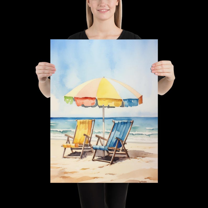 Watercolor Beach Poster - Etsy