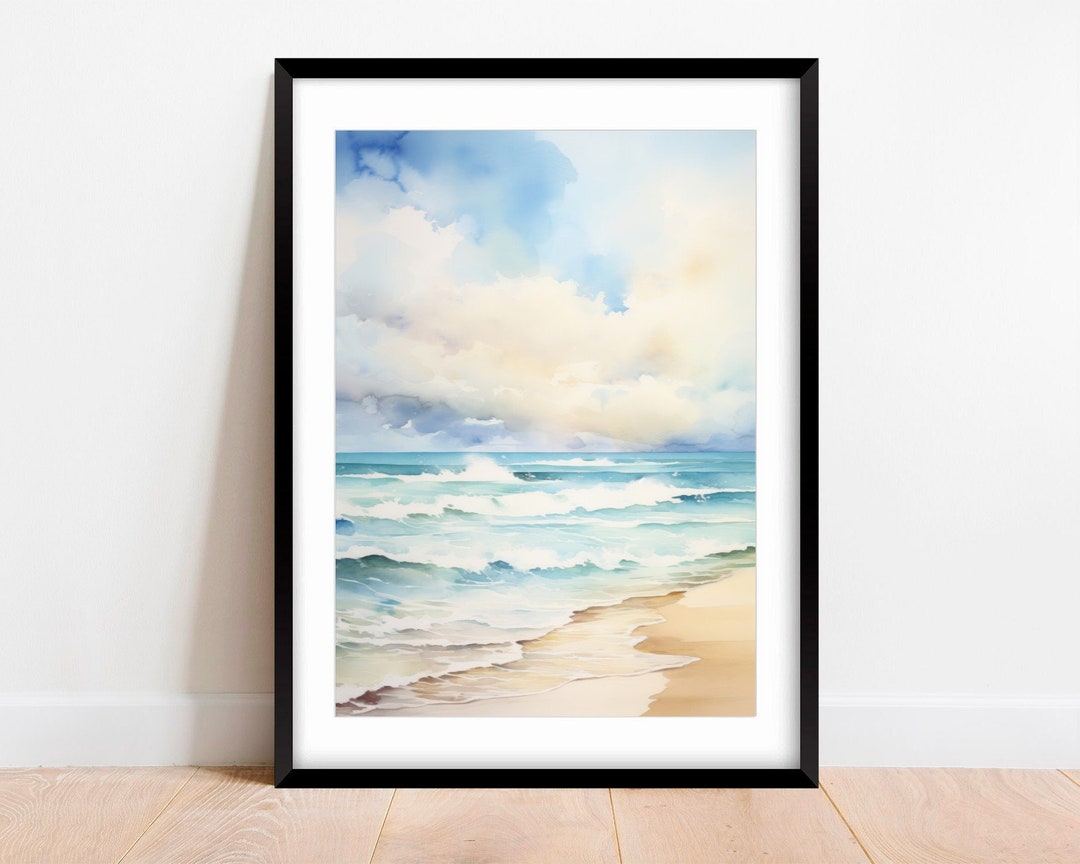 Watercolor Beach Poster Printable Art Ocean Print, Maritime Prints - Etsy