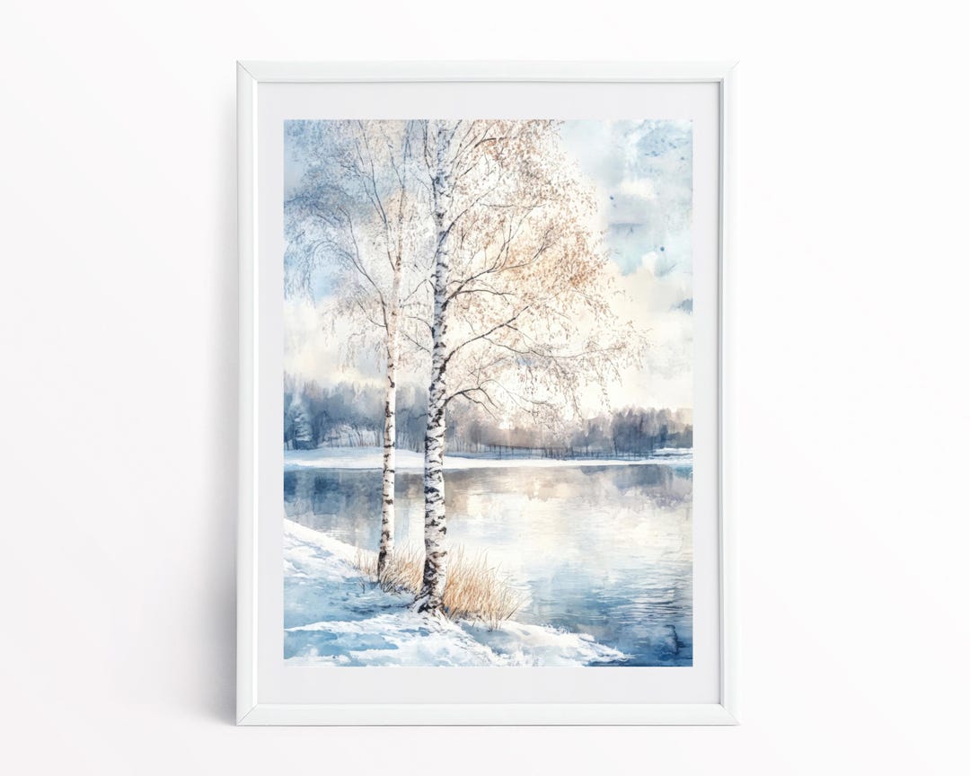 Watercolor Winter Art Wintry Landscape Poster - Etsy