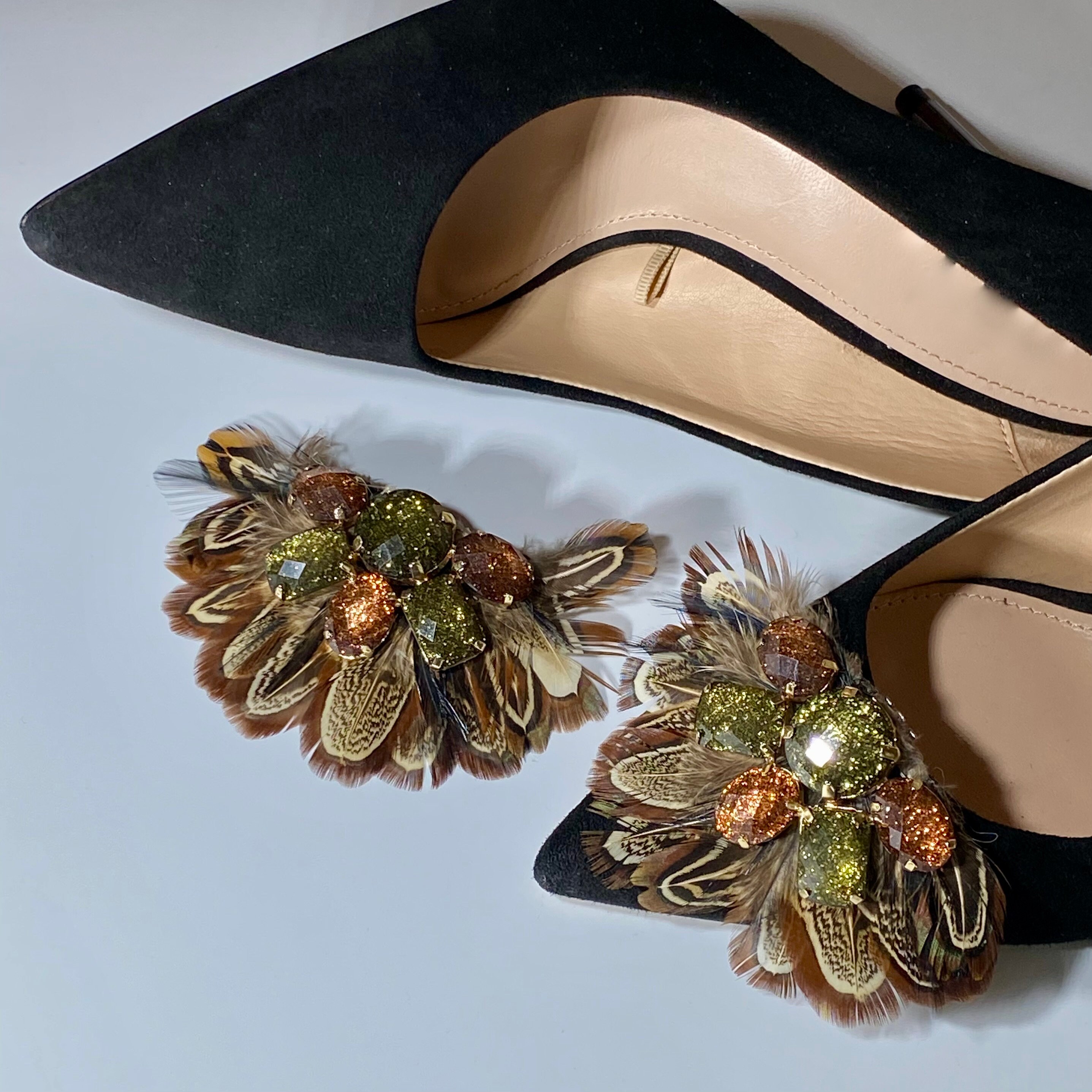 Feather Shoe Clips “london" Brown – Elegant Feather Design (1 Pair) - Etsy