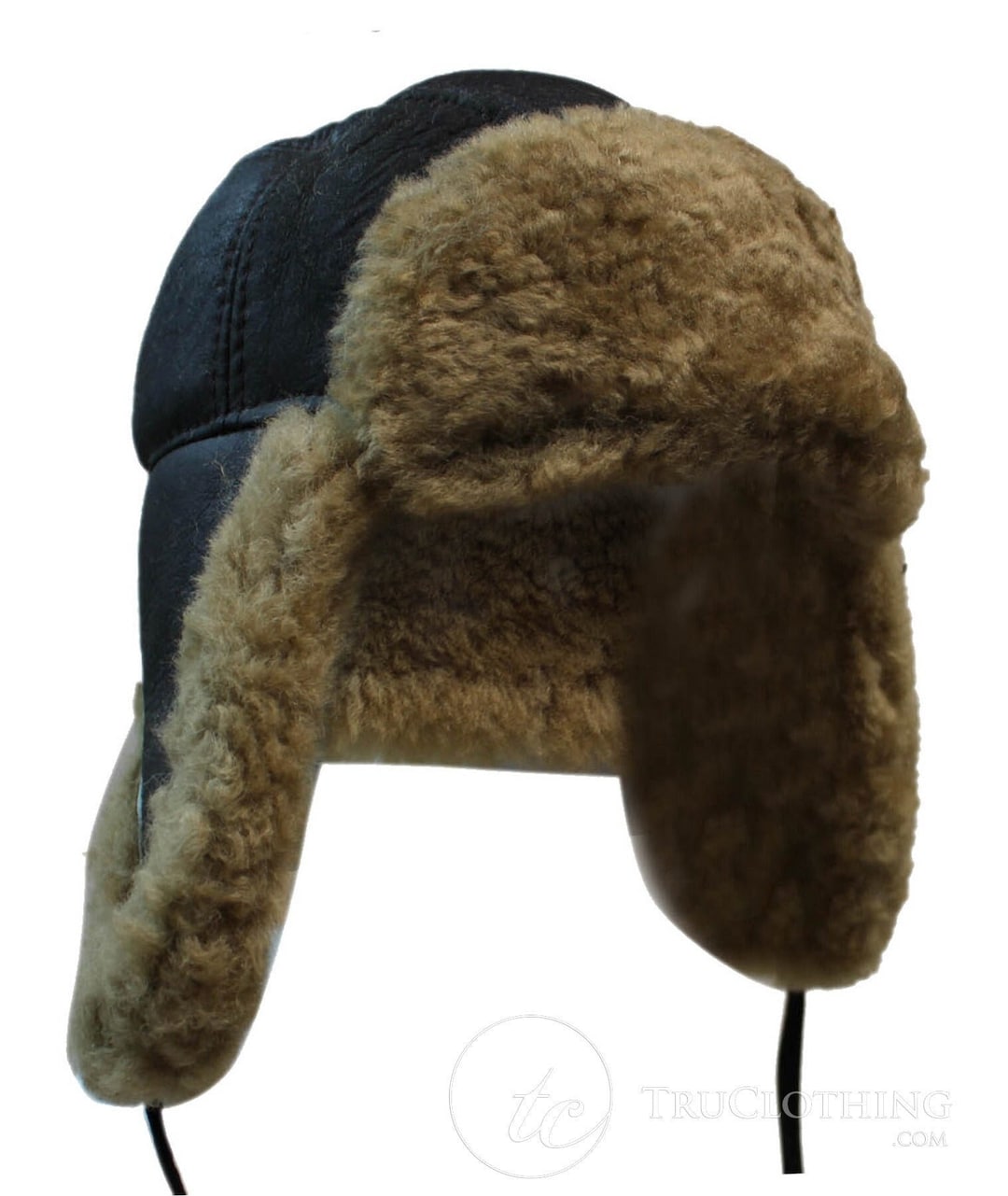 Navigator Mens Real Shearling Sheepskin Pilot Aviator Trapper Hat Brown ...