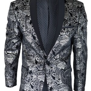 Mens Velvet Paisley Floral Blazer Black Gold Silver Tuxedo Jacket Dinner Suit Tux - Etsy UK