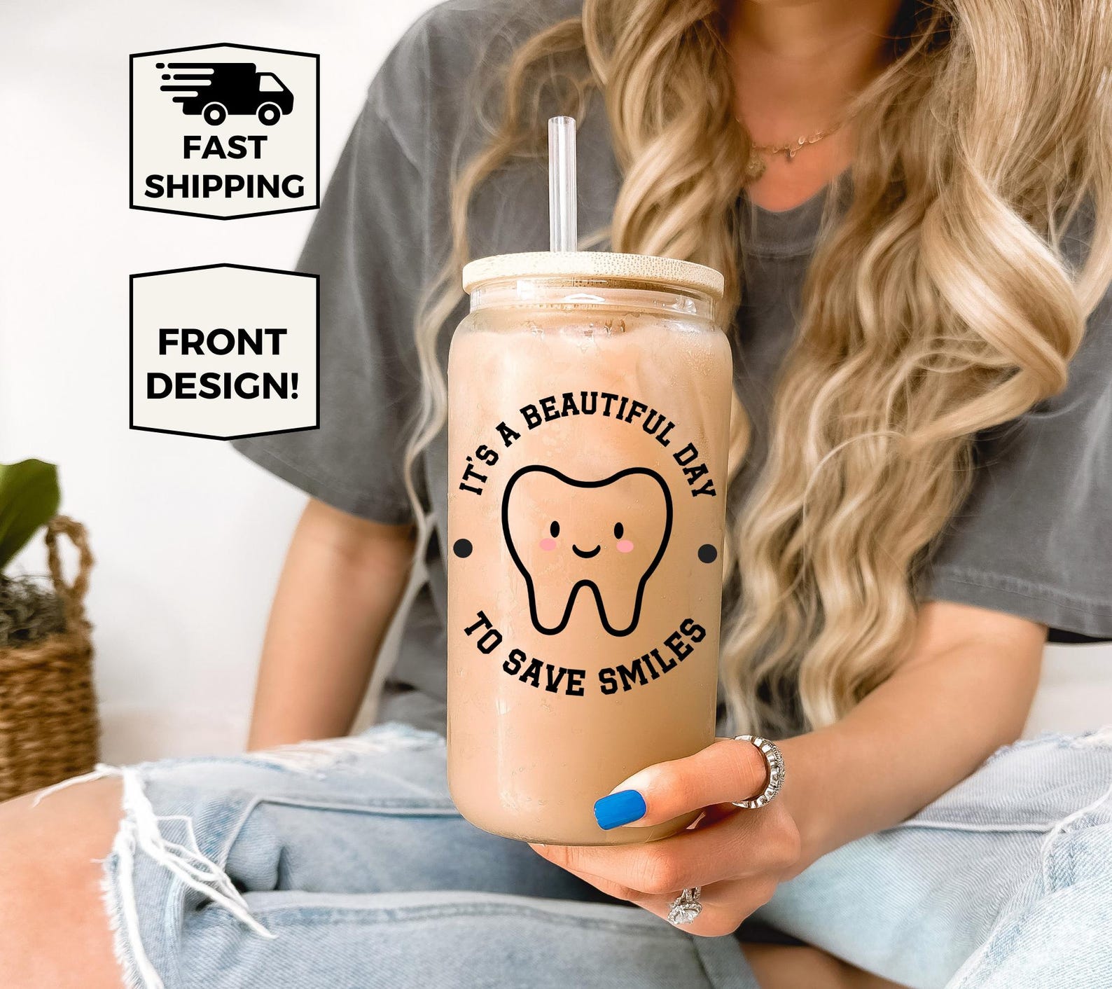Custom Dental Glass Tumbler, Personalized Dental Hygiene Gift, Dental ...