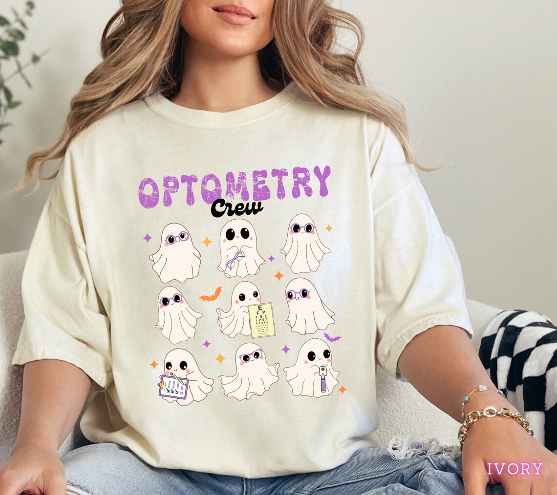 Spooky Ghost Optometry Halloween Crew Shirt, Optometrist Gift ...