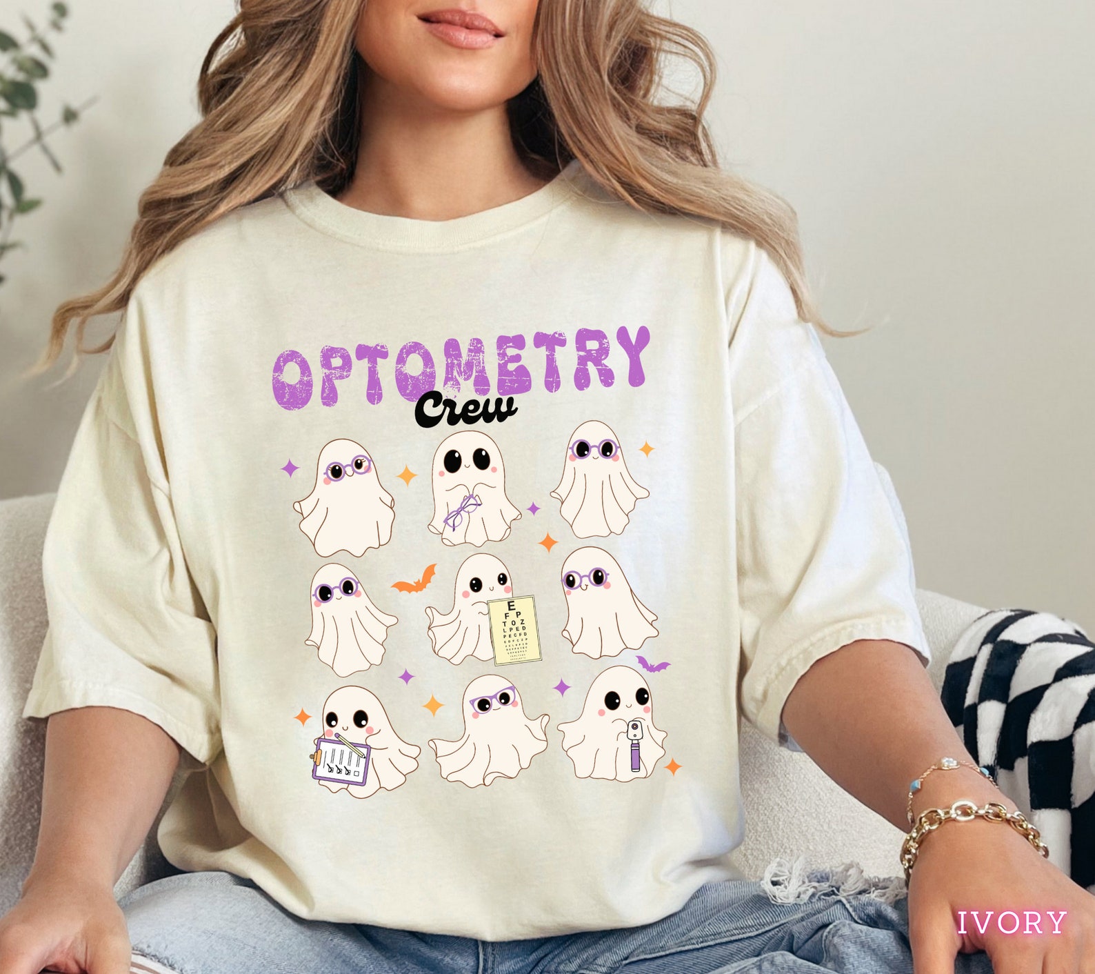 Spooky Ghost Optometry Halloween Crew Shirt, Optometrist Gift ...
