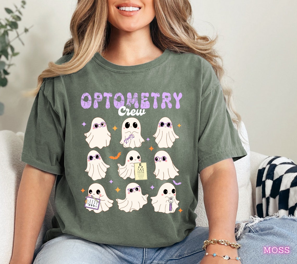 Spooky Ghost Optometry Halloween Crew Shirt, Optometrist Gift ...