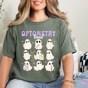 Spooky Ghost Optometry Halloween Crew Shirt, Optometrist Gift ...