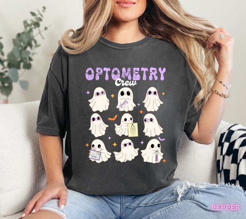Spooky Ghost Optometry Halloween Crew Shirt, Optometrist Gift ...