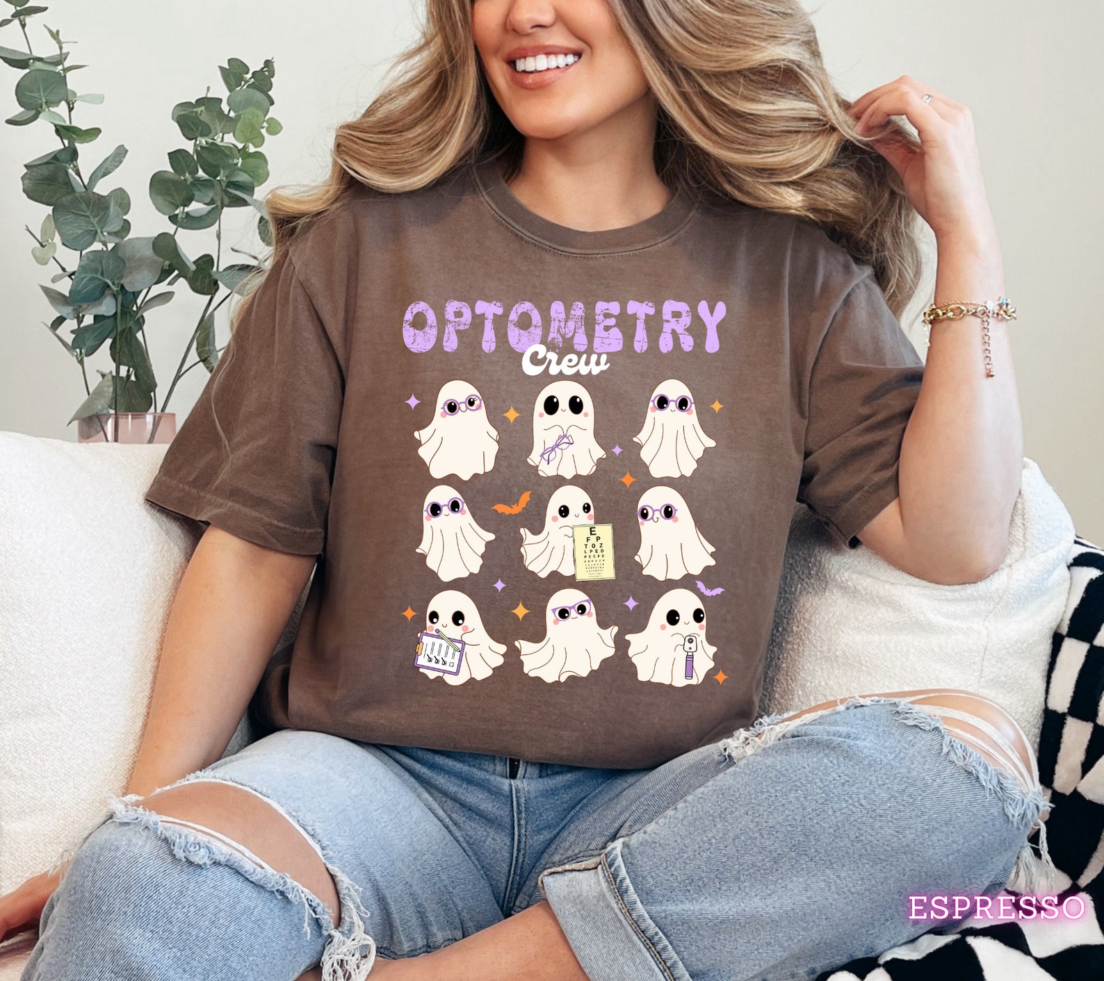 Spooky Ghost Optometry Halloween Crew Shirt, Optometrist Gift ...