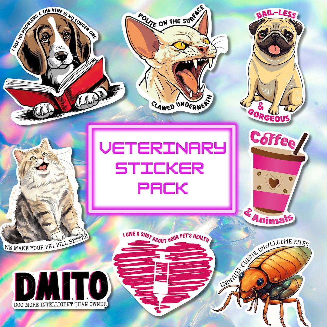 Vet Med Sticker Pack, Vet Tech Stickers, Veterinary Stickers, Funny Vet ...