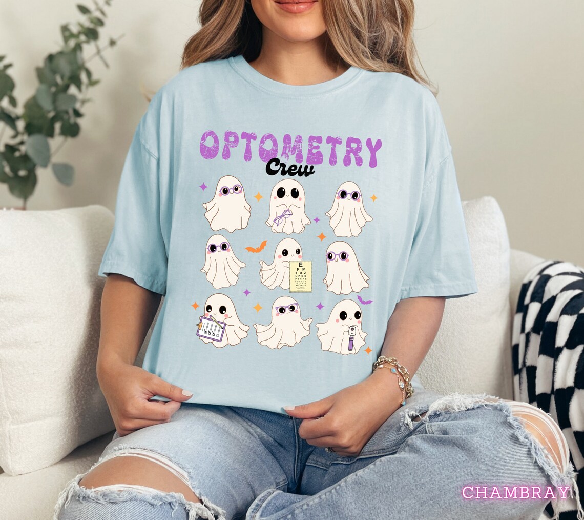 Spooky Ghost Optometry Halloween Crew Shirt, Optometrist Gift ...