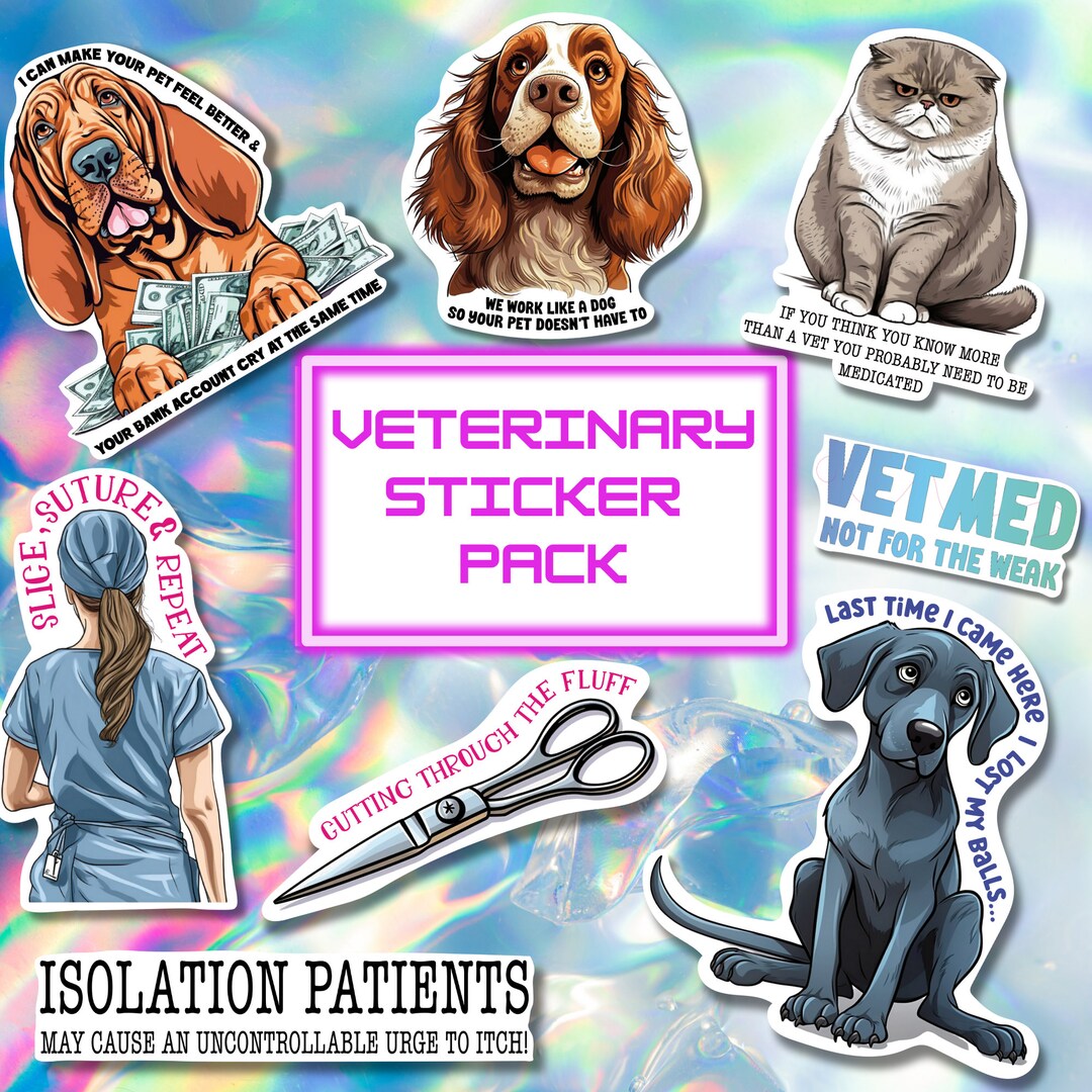 Vet Med Sticker Pack, Vet Tech Stickers, Veterinary Stickers, Funny Vet ...