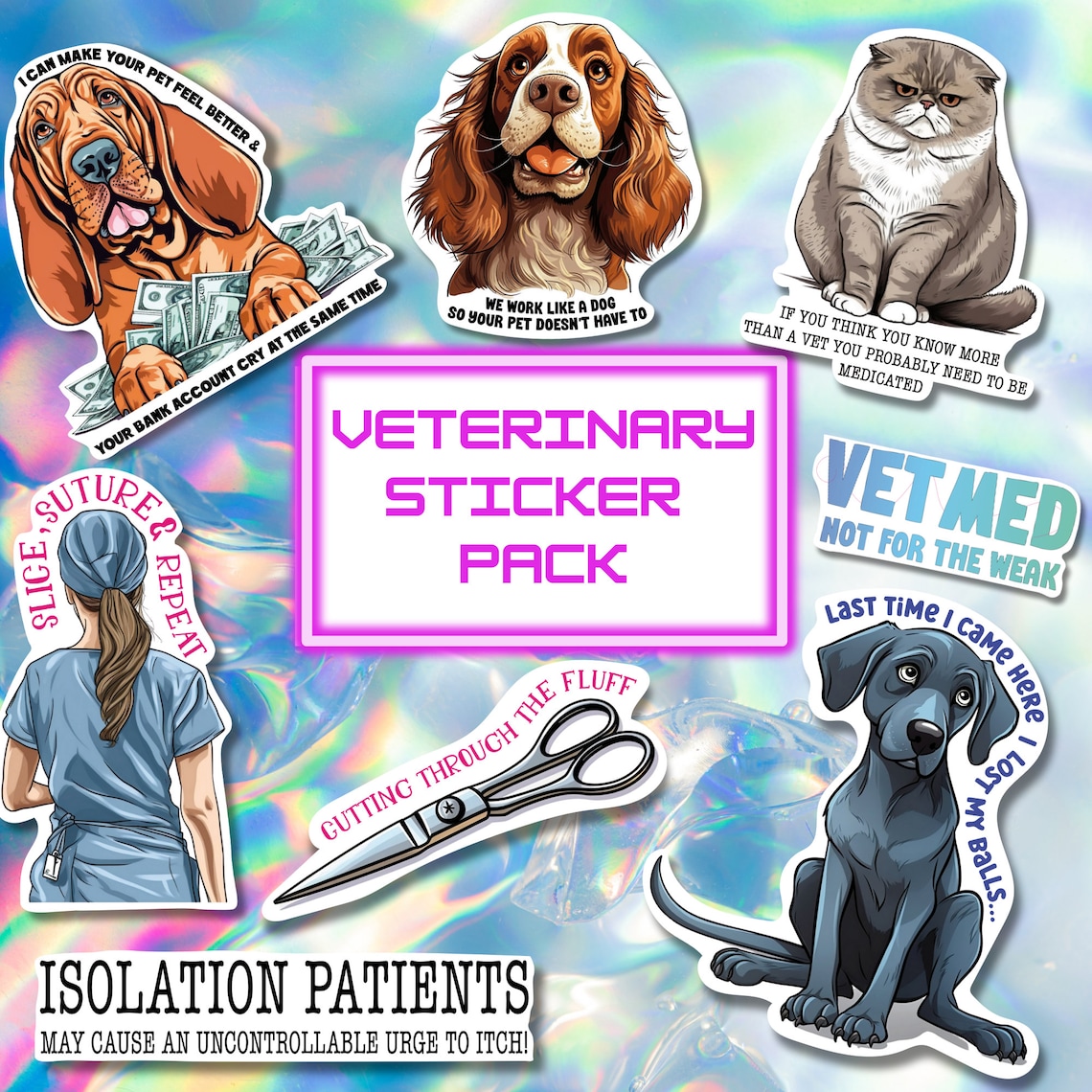 Vet Med Sticker Pack, Vet Tech Stickers, Veterinary Stickers, Funny Vet ...