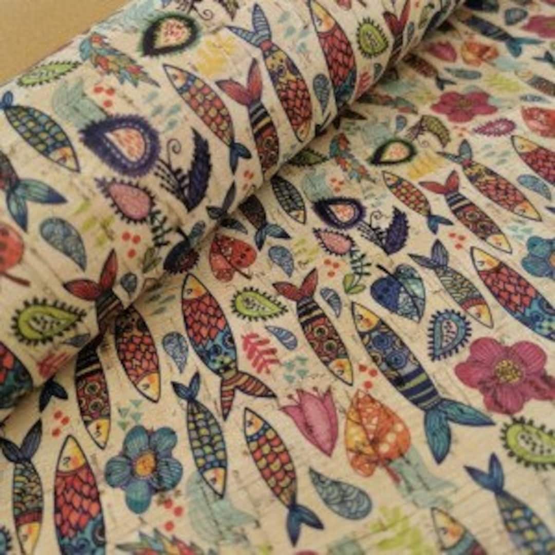Portuguese Cork Fabric Printed Pattern on Natural Cork, Vegan, 90 - Etsy