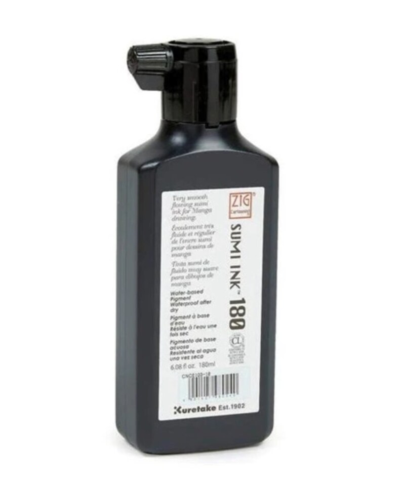 Zig Mangaka Sumi Calligraphy Liquid Ink 60 Ml & 180 Ml Professional Quality Sumi Ink High ...