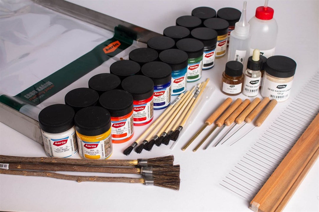 Full Professional Marbling Set 18 Colors Real Traditional Ebru Art Kit ...
